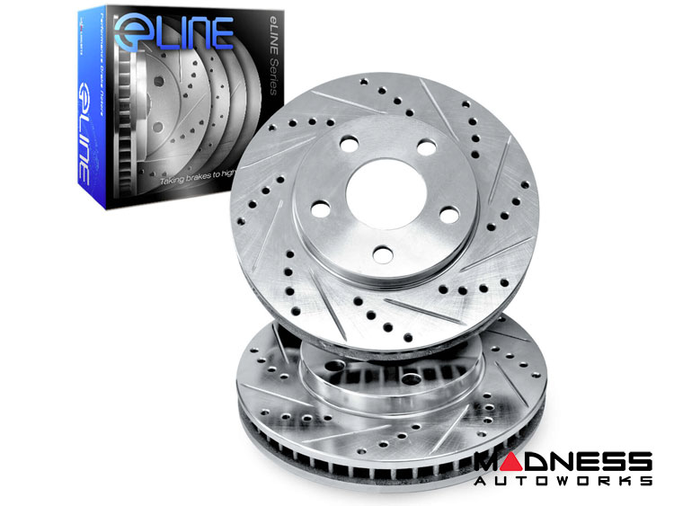 Jaguar F-TYPE Brake Rotors - eLINE - Drilled + Slotted - Front - 3.0L ...